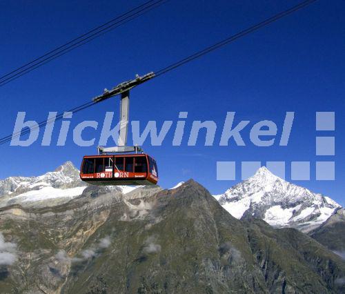 blickwinkel - Rothornbahn mit dem Weisshorn, Schweiz, Zermatt - Rothorn ...
