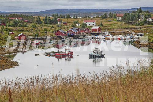 blickwinkel - kleiner Hafen im Fjord mit Fischerbooten , Norwegen ...